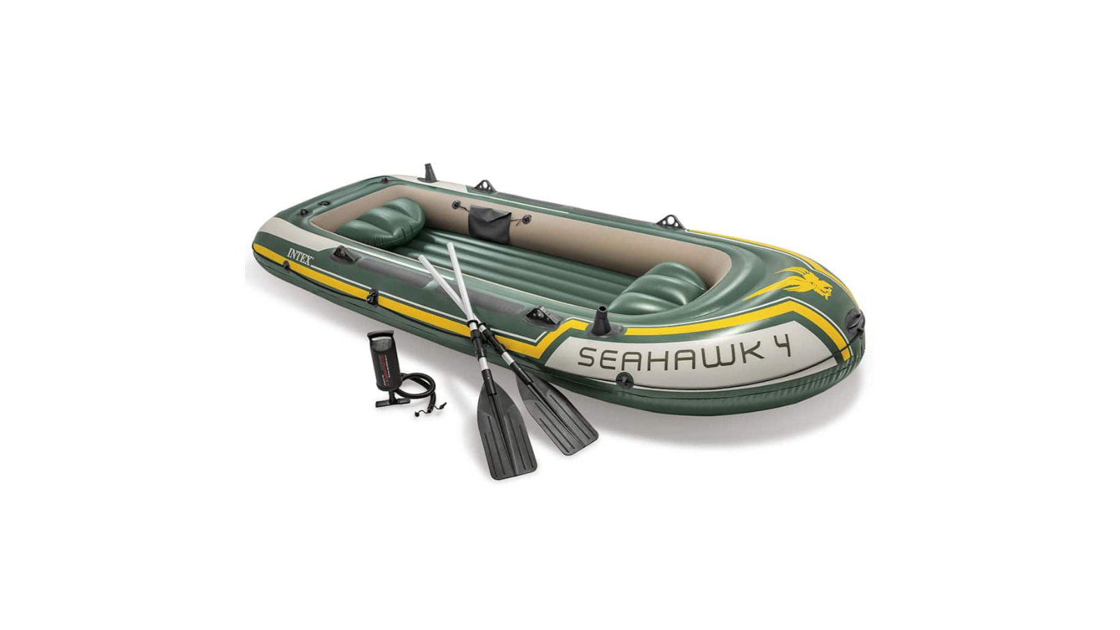 Intex Seahawk 4 Person Inflatable Boat with Oars and Pump | Harvey Norman