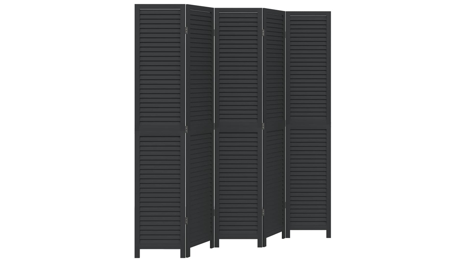 vidaXL 5-Panel Black Solid Paulownia Wood Room Divider | Harvey Norman