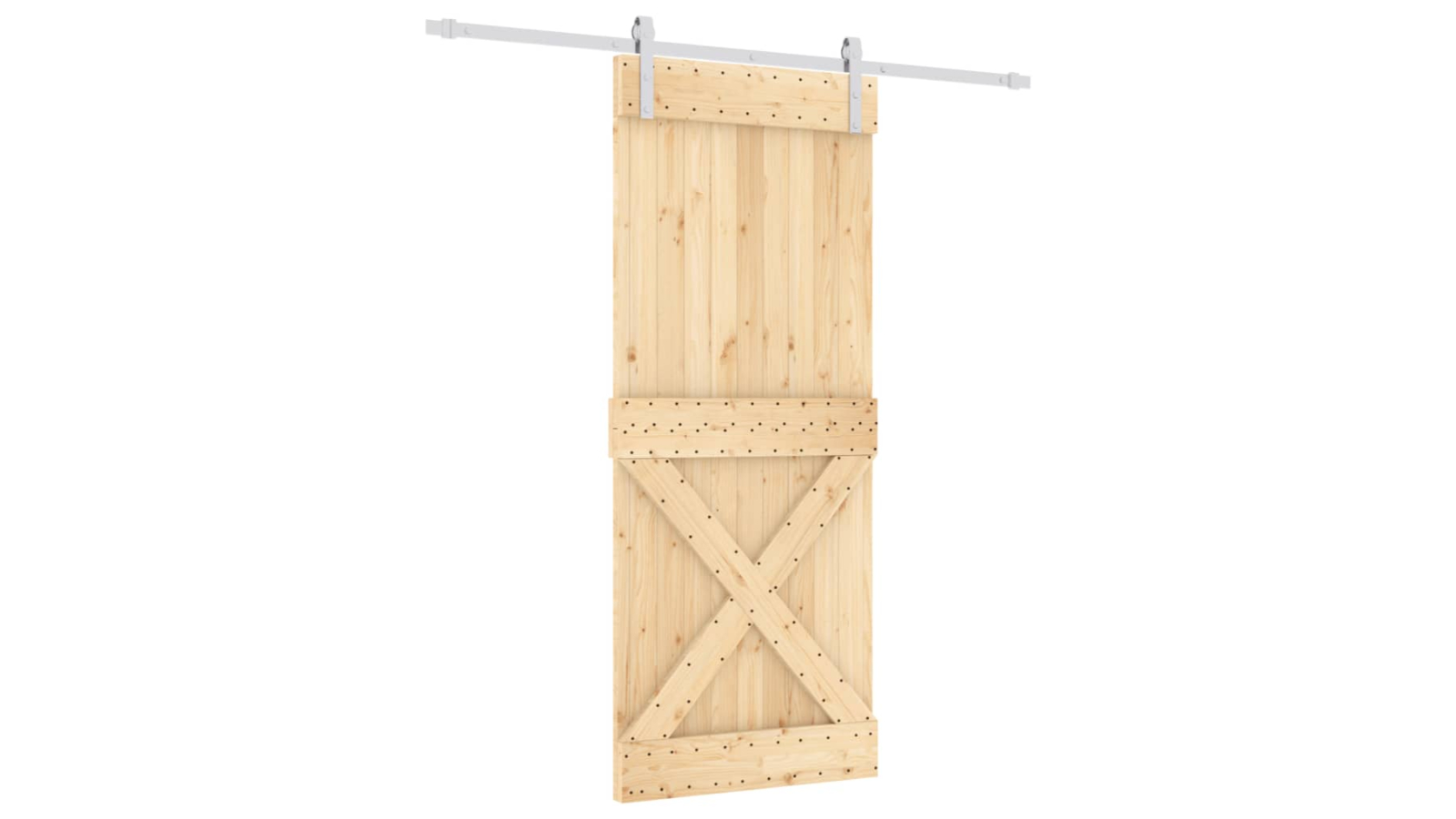 vidaXL Solid Pine Wood X-Shaped Sliding Door with Hardware Set - 85 x ...