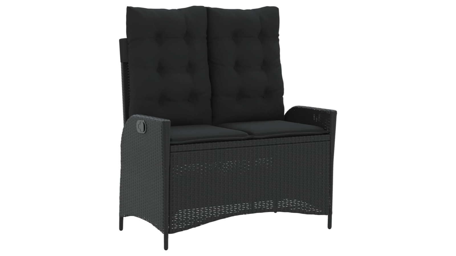 vidaXL Poly Rattan Reclining Garden Bench with Cushion - Black | Harvey ...