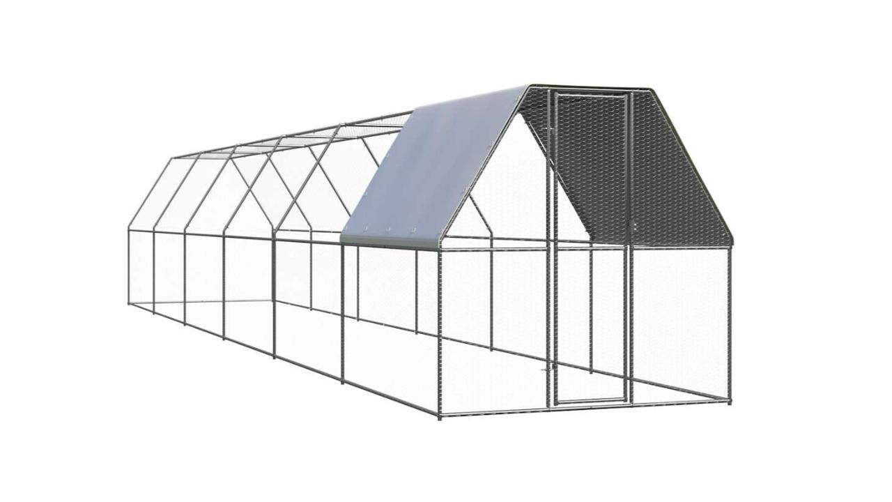 vidaXL Galvanised Steel Chicken Cage - 2 x 12 x 2metre | Harvey Norman