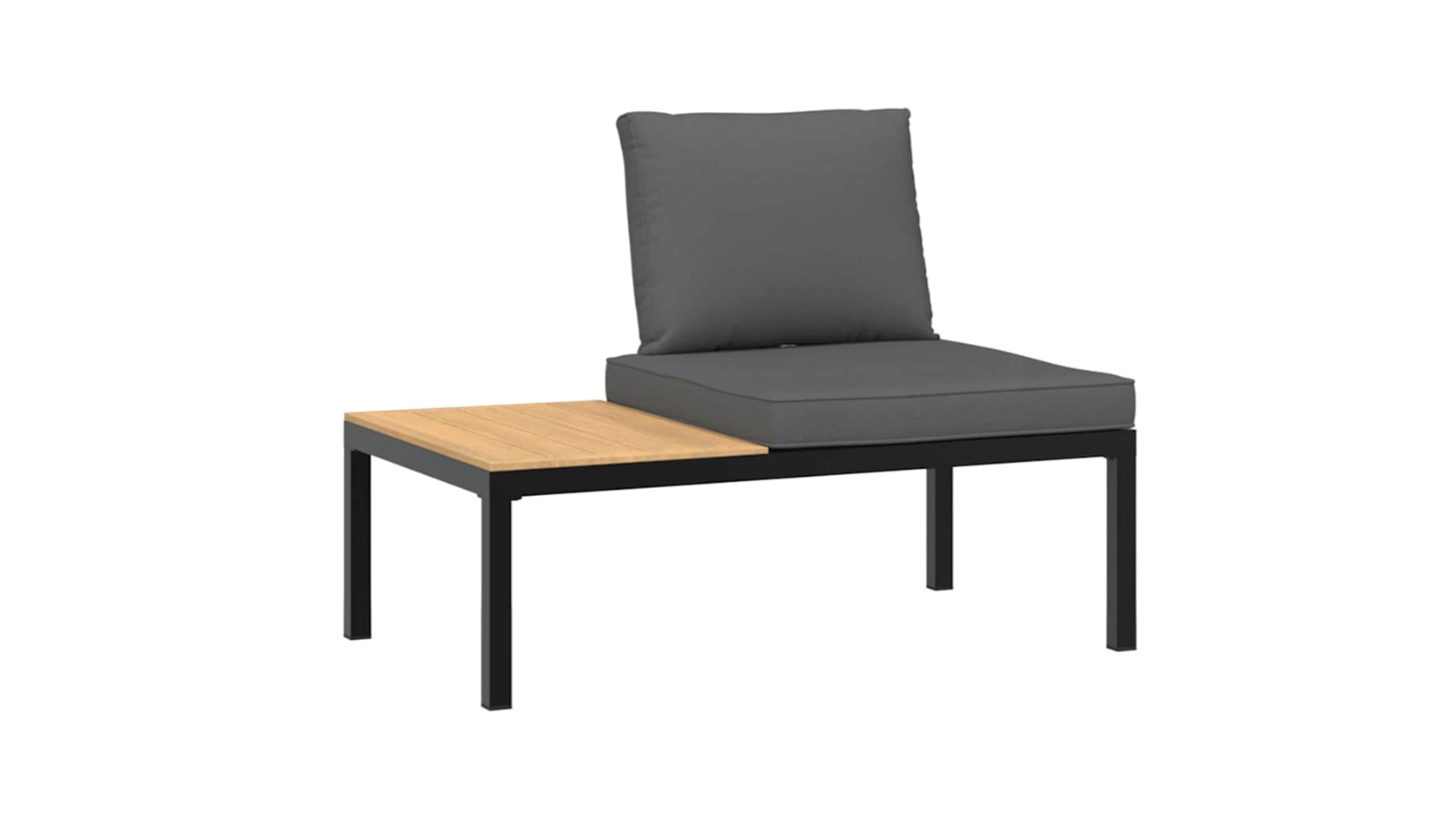 vidaXL Black Aluminium Garden Bench with Cushion - 65 x 65cm | Harvey ...