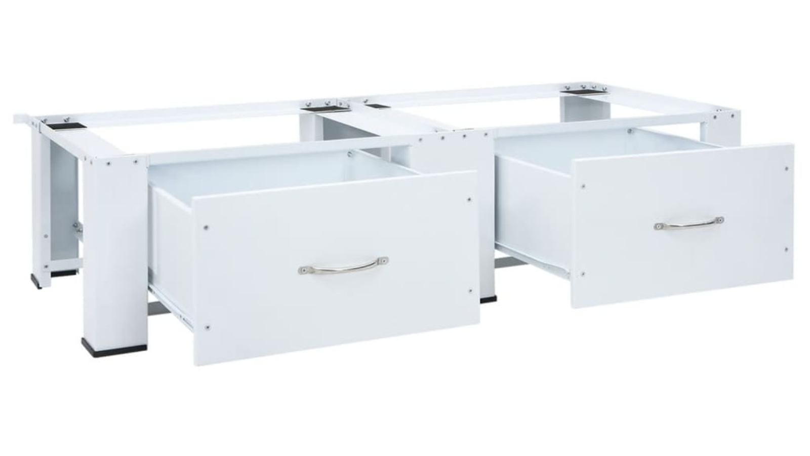 vidaXL White Double Washing Machine Pedestal with Drawer | Harvey Norman