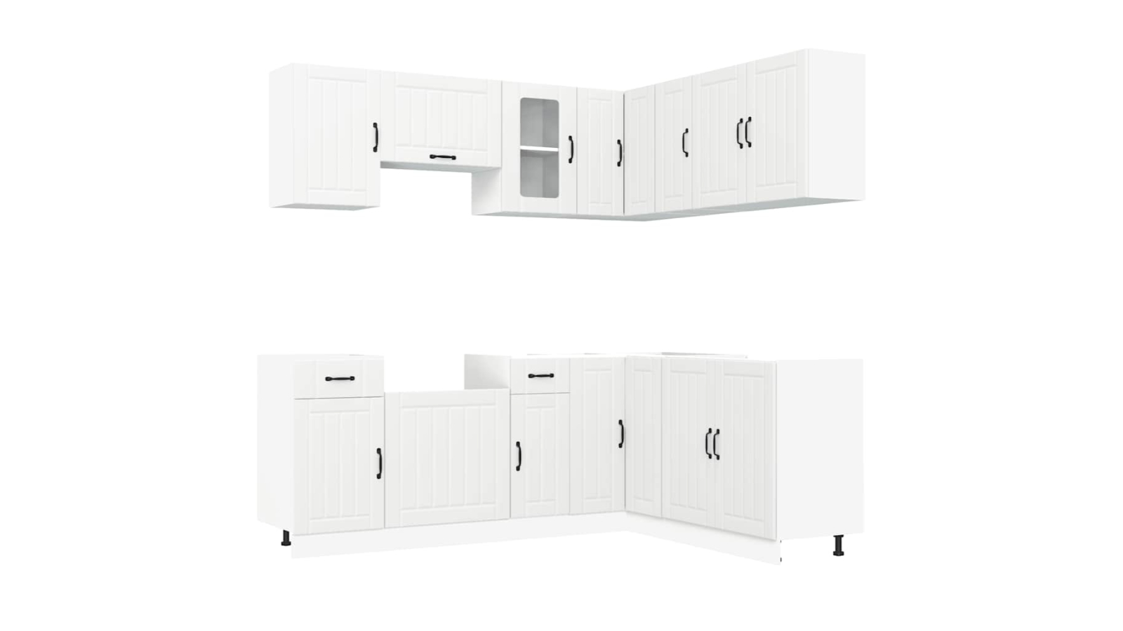 vidaXL 11 Piece Lucca White Engineered Wood Kitchen Cabinet Set ...