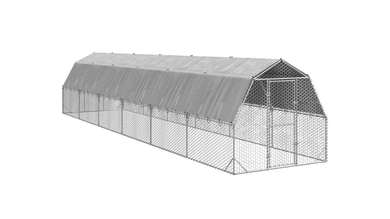vidaXL Galvanised Steel Chicken Run with Roof - 2.5 x 4 x 2.25metre ...