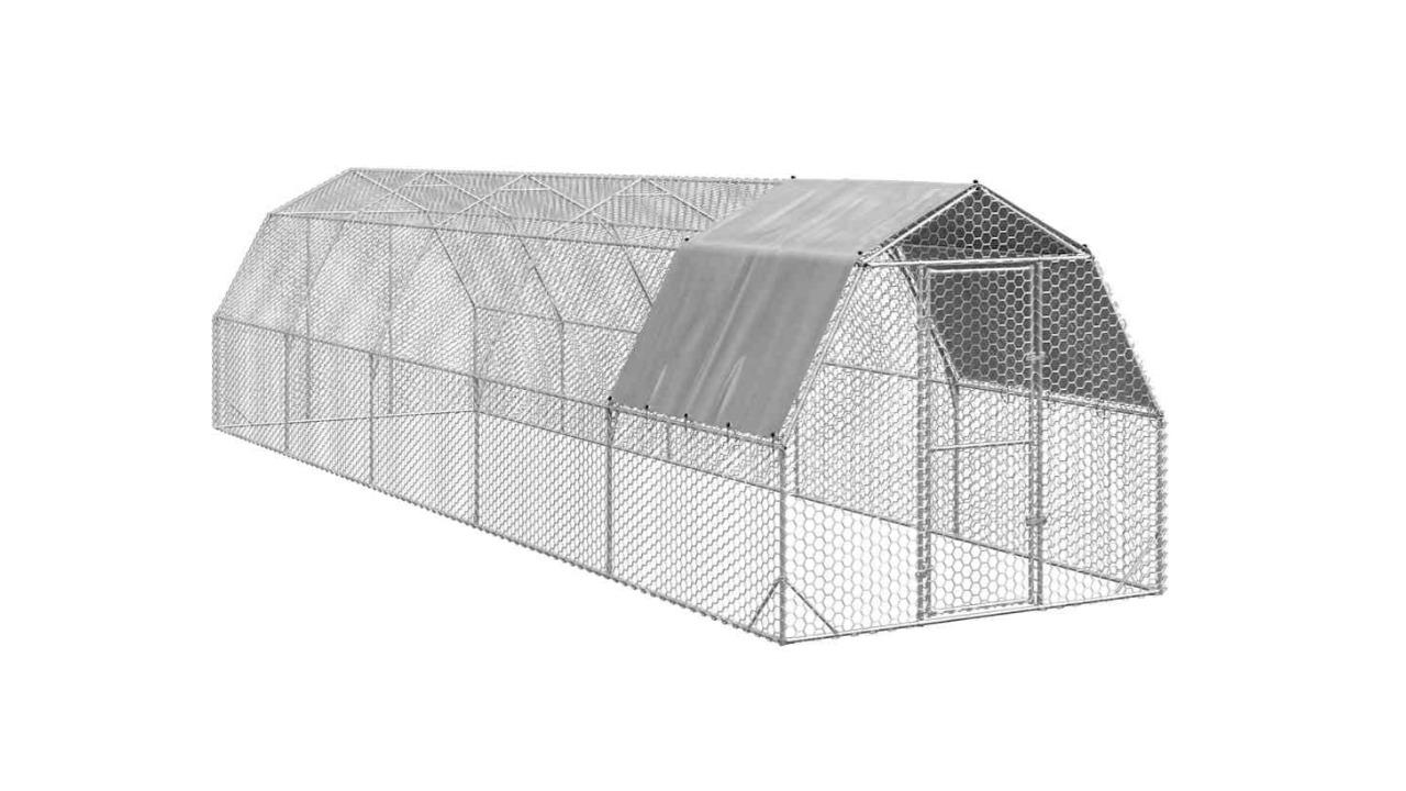 vidaXL Galvanised Steel Chicken Run with Roof - 2.5 x 10 x 2.25metre ...