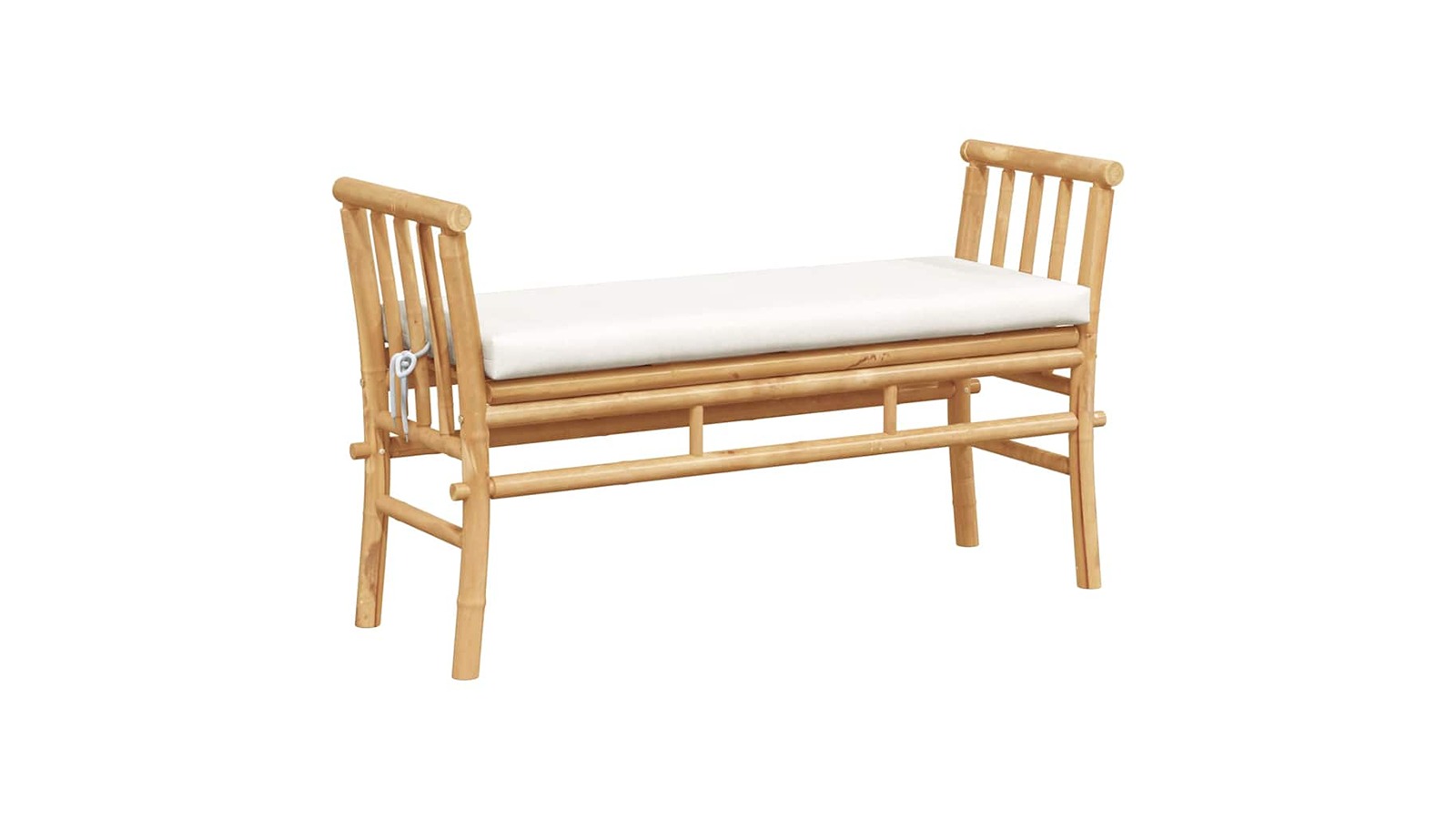 vidaXL Brown Bamboo 110 x 38 x 65cm Garden Bench with Cushion | Harvey ...