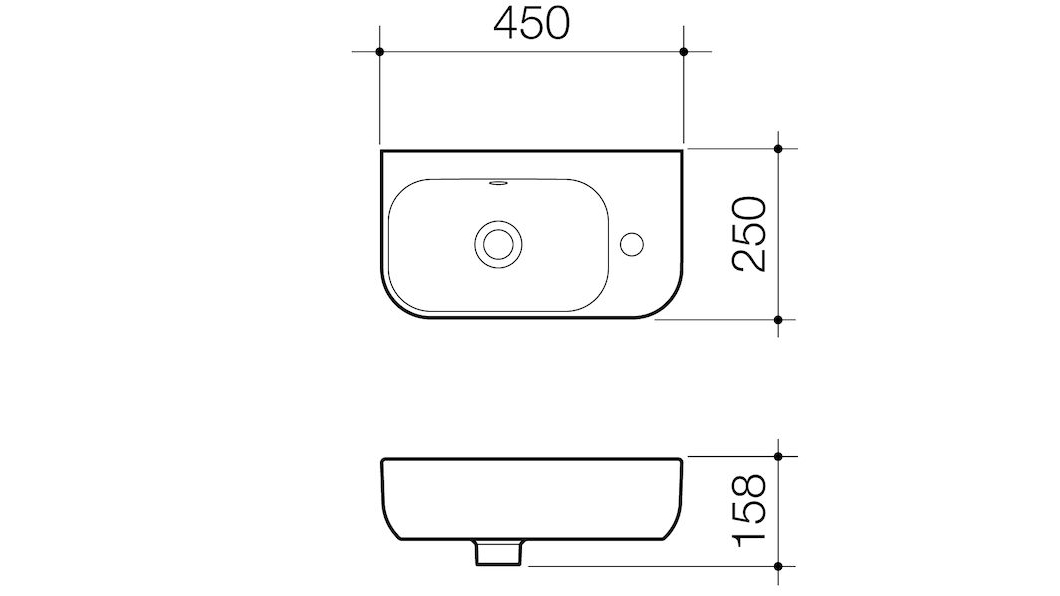 Caroma Luna 450 Wall Hand Basin with No Tap Hole | Harvey Norman