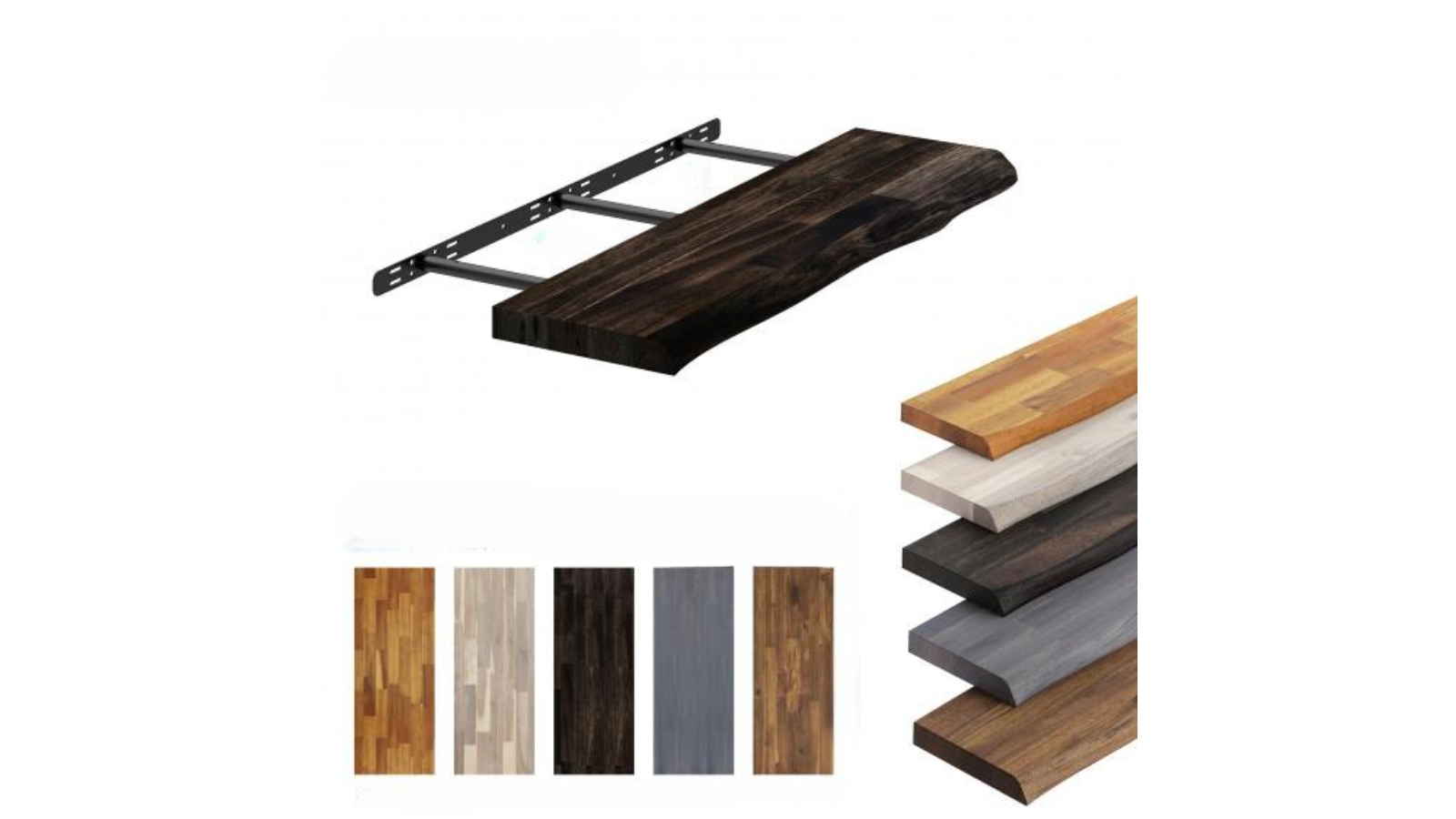Interbuild Acacia Shelf with Live Edge - Espresso | Harvey Norman