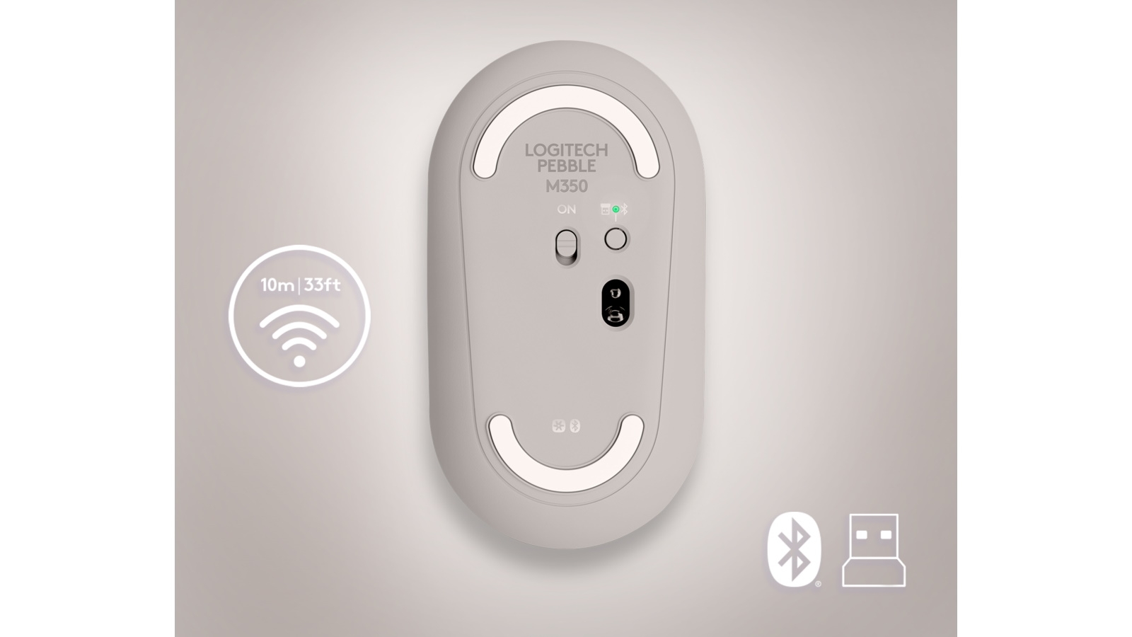 Logitech Pebble M350 Wireless Mouse with Bluetooth - Sand | Harvey Norman