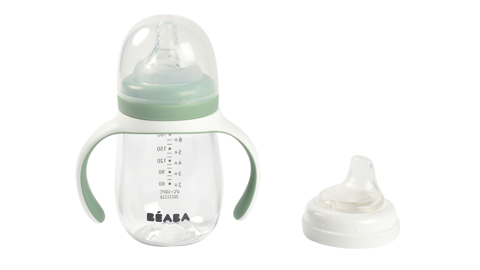 Beaba 2-in-1 210ml Bottle to Sippy Learning Cup - Sage Green | Harvey ...