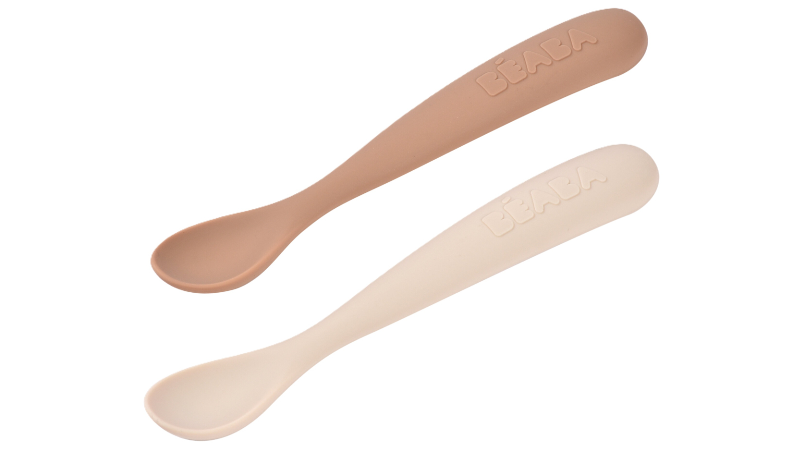 Beaba Pack of 2 Praline/Clay 1st Stage Silicone Spoon and Case | Harvey ...