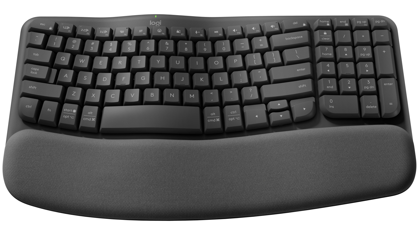 Logitech Wave Keys Wireless Ergonomic Keyboard - Graphite | Harvey Norman