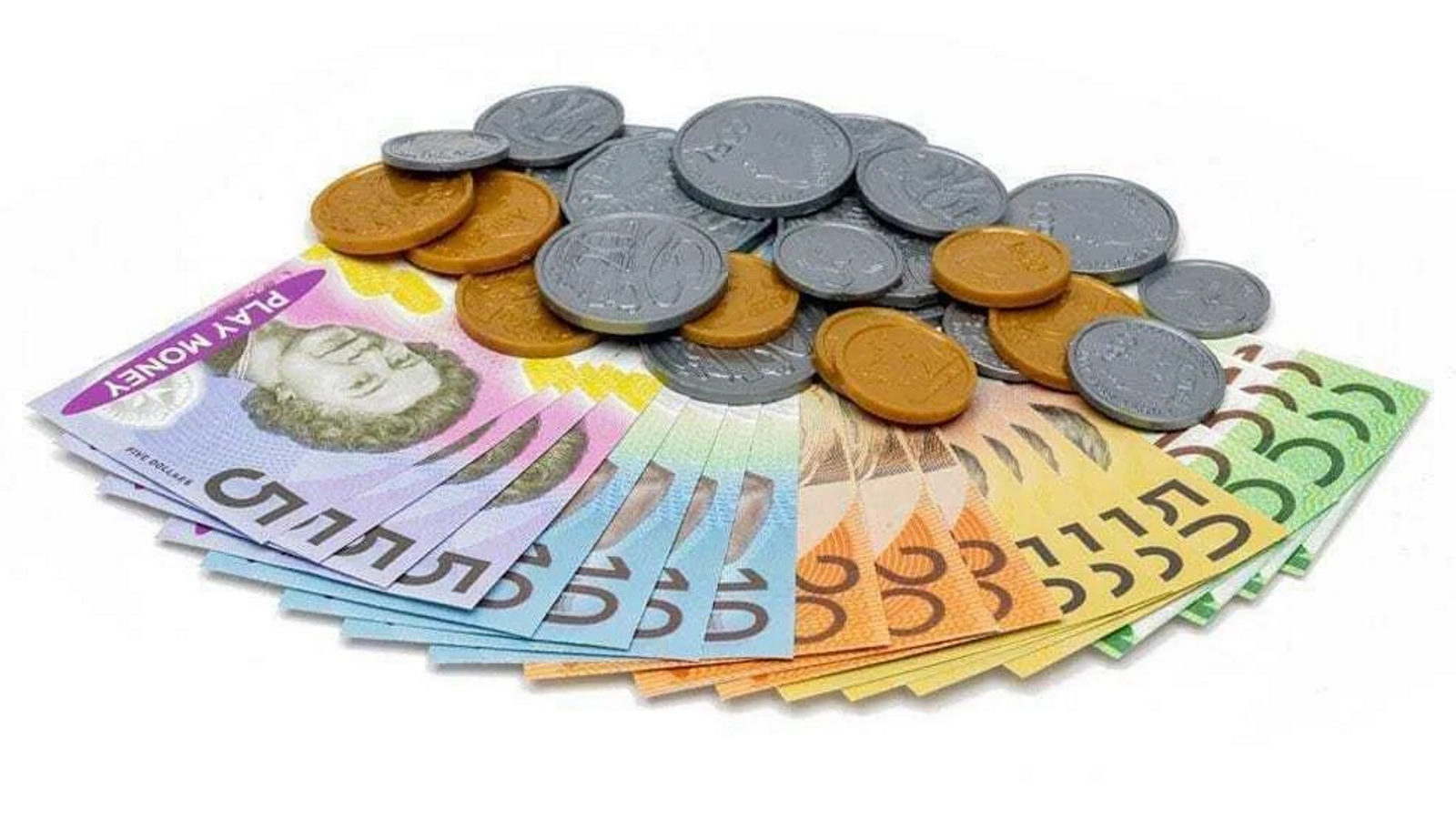 YS 44 Piece Australian Play Money Coins & Notes Maths Pretend Shopping ...
