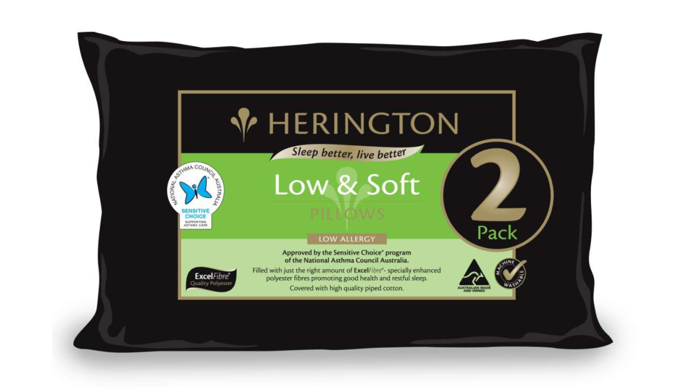 Herington Low and Soft Twin Pack Pillows | Harvey Norman
