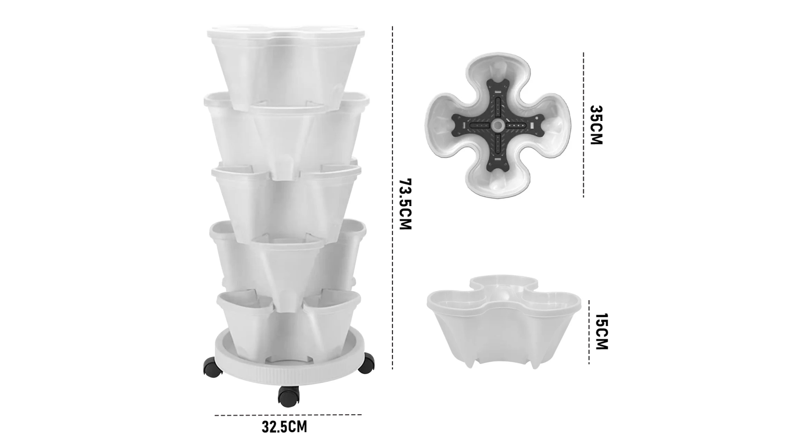 5-Tier Stackable Planters Vertical Garden Stacking Pots for Herb Flower ...