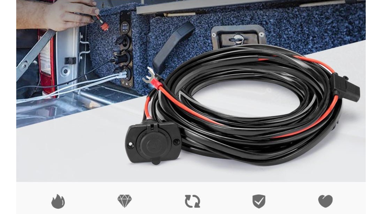 Atem Power 12V Fridge Wiring Kit Cable DC Cig - 6 Metre | Harvey Norman