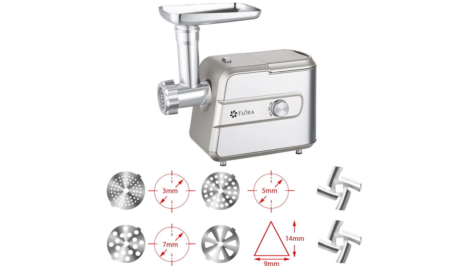 Flora 3-in-1 Multi-Functional Electric Meat Mincer with Slicing and ...
