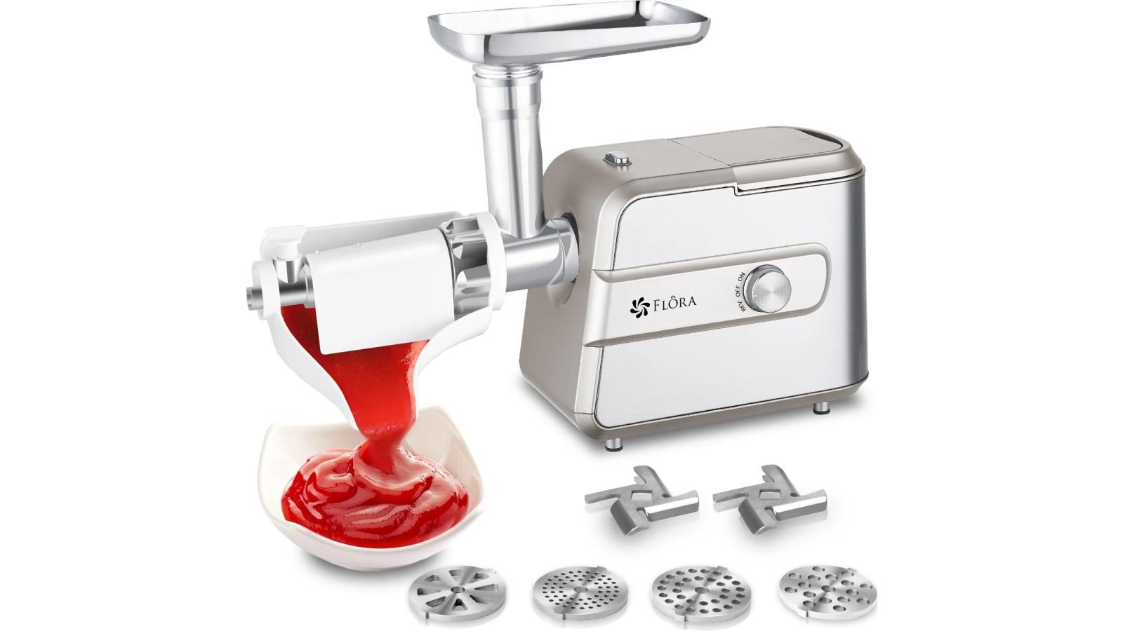 Flora 3-in-1 Multi-Functional Electric Meat Mincer with Tomato Sauce ...