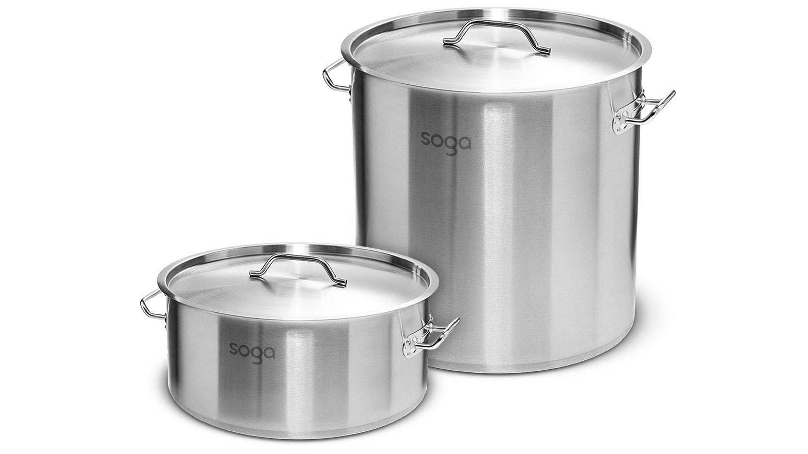 SOGA 32L Wide Stockpot and 98L Tall Top Grade Thick Stainless Steel ...