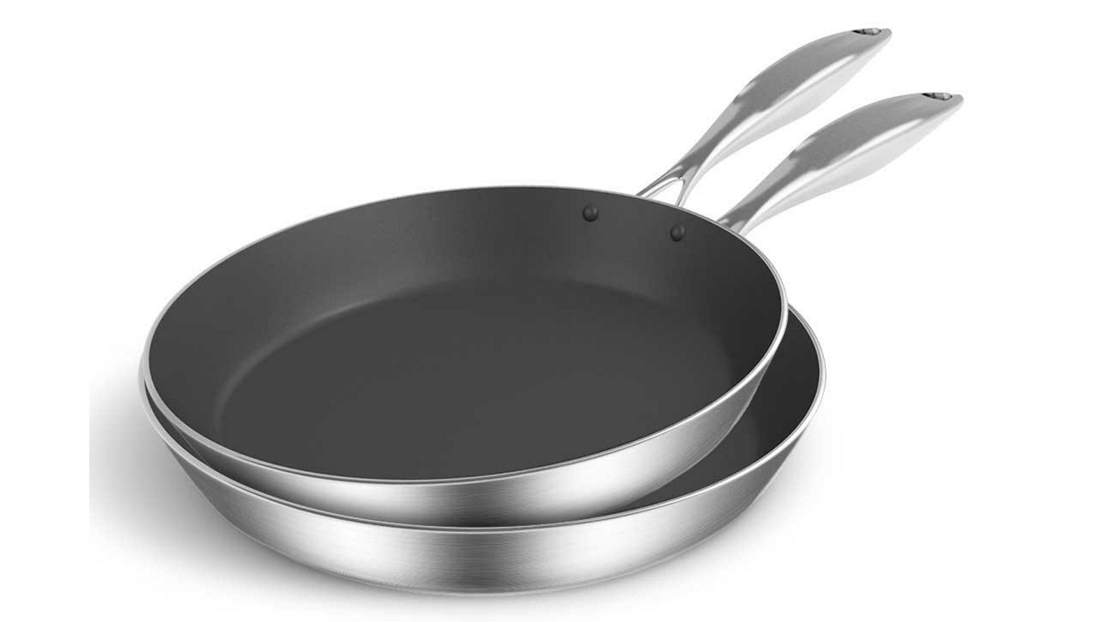 SOGA 26cm and 34cm Stainless Steel Fry Pan with Induction Non Stick ...
