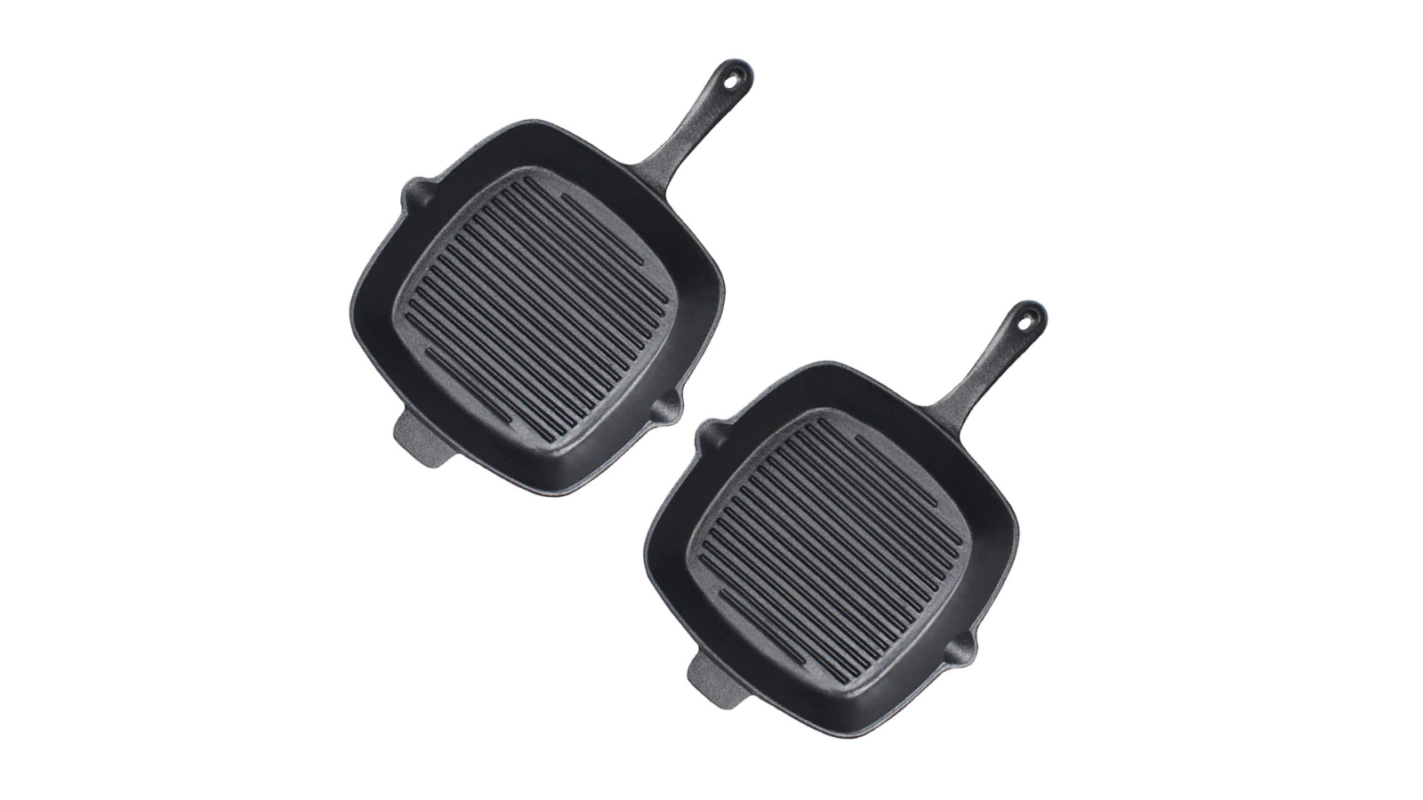 SOGA 2x 26cm Square Ribbed Cast Iron Frying Pan Skillet Steak Sizzle ...