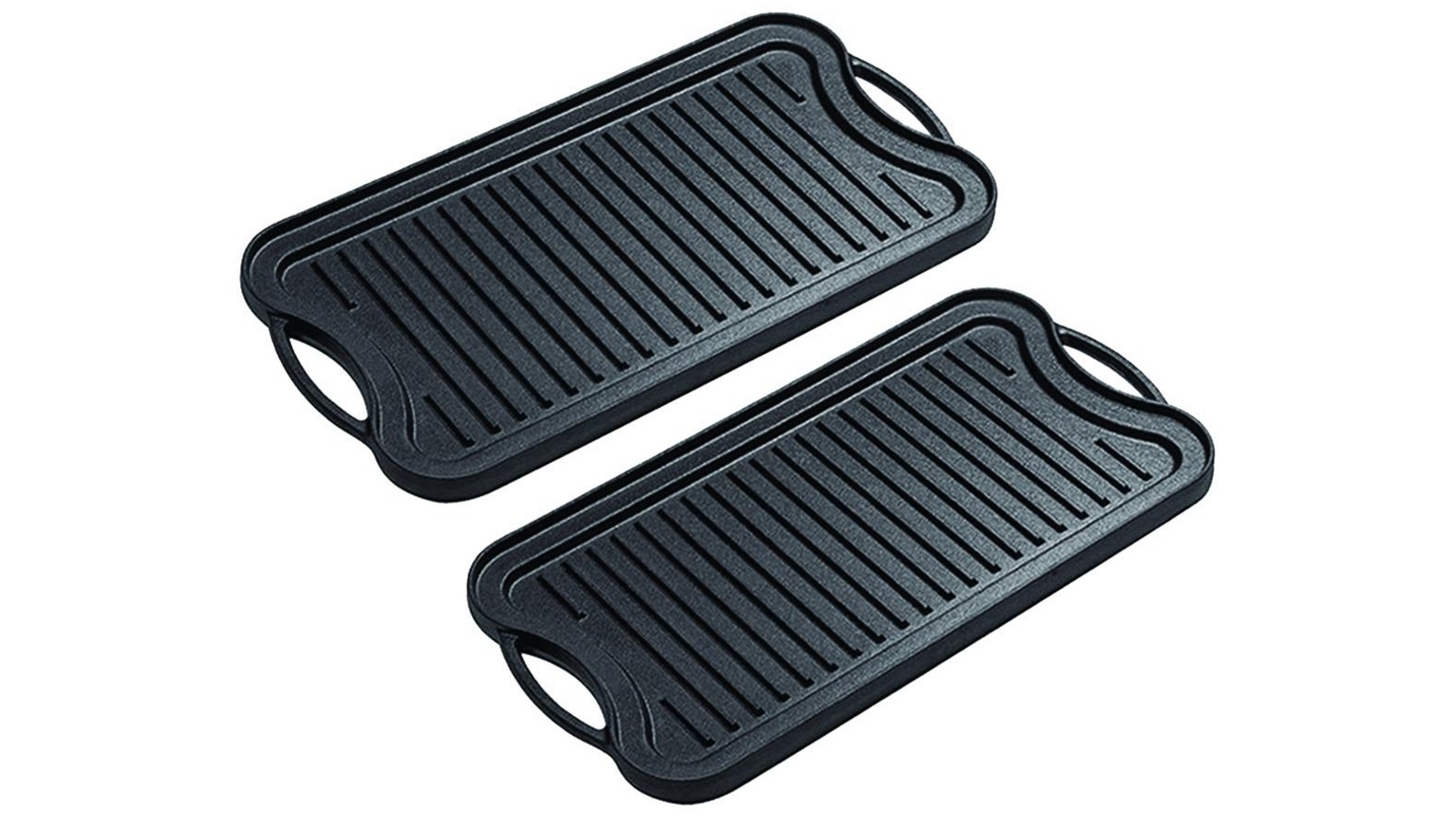 SOGA 2x50.8cm Stovetop Cast Iron Ridged Griddle Hot Plate Grill BBQ Pan ...