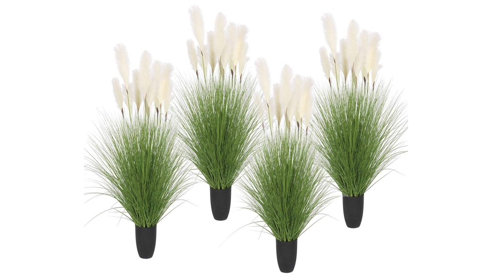 Soga 4 Piece Green Potted Bulrush Grass Artificial Plant - 137cm ...