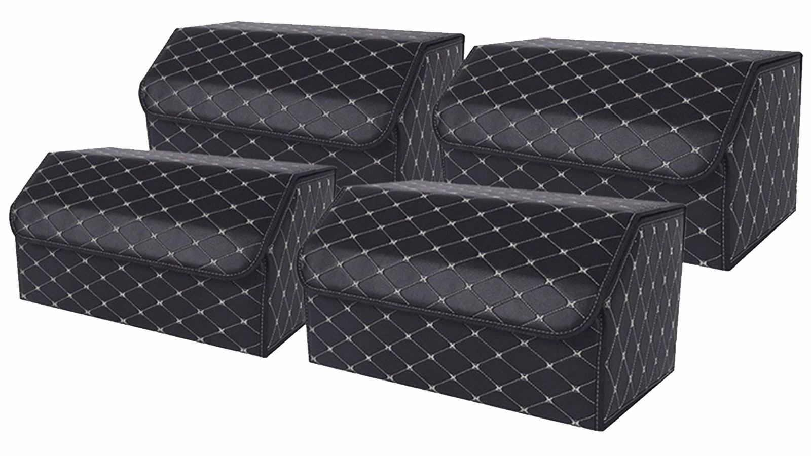 SOGA 4x Large Car Boot Storage Box - Black/Gold | Harvey Norman