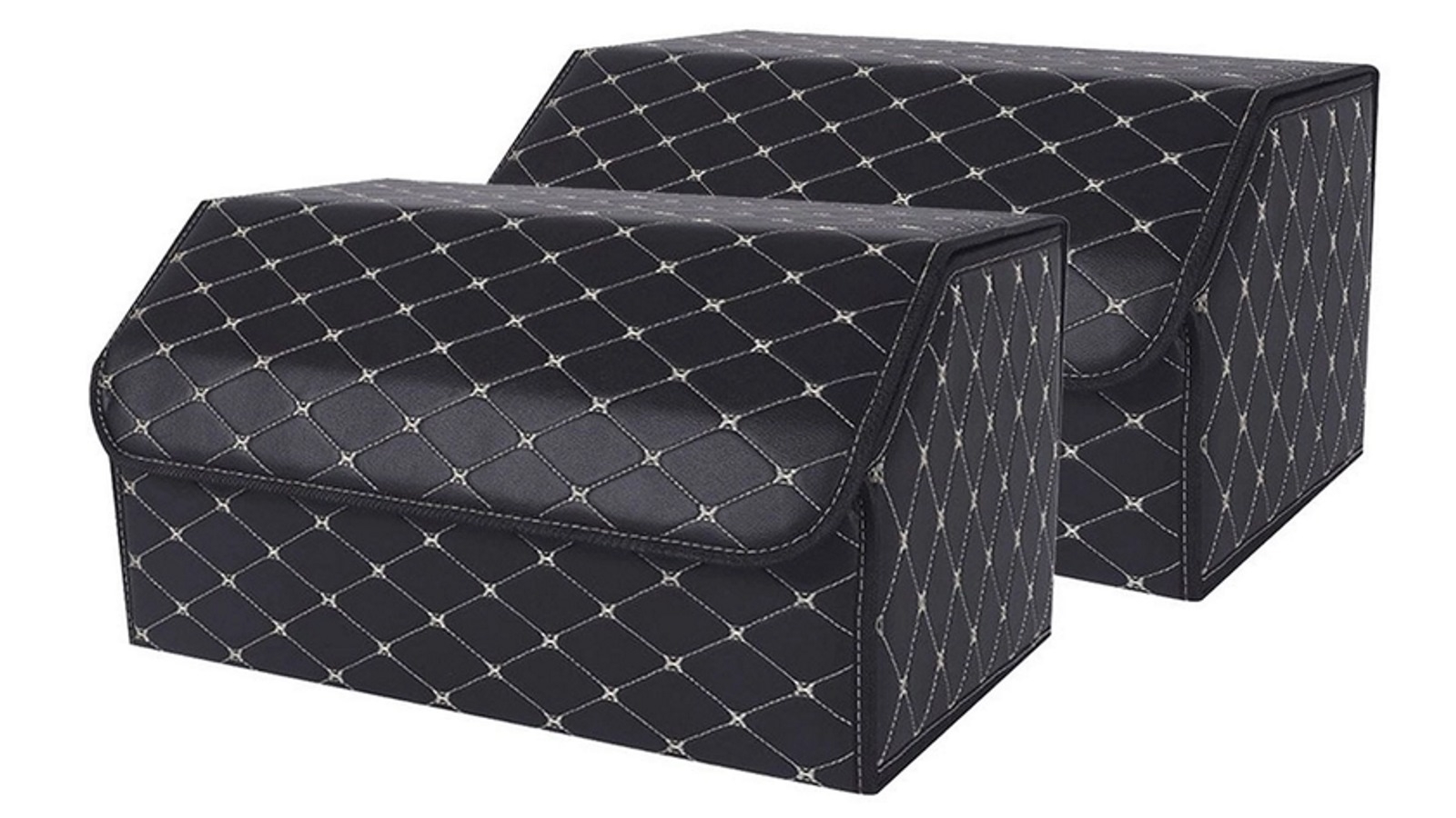 SOGA 2x Large Car Boot Storage Box - Black/Gold | Harvey Norman