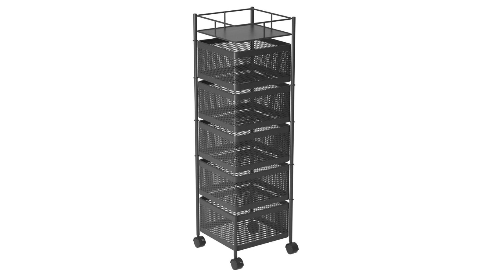 SOGA 5 Tier Steel Square Rotating Kitchen Cart Shelves with Wheels ...