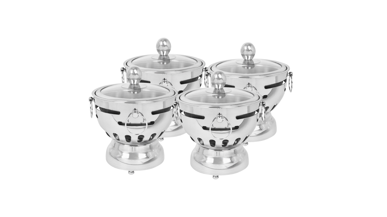 SOGA Stainless Steel Mini Asian Buffet Shabu Hot Pot with Glass Lid - 4 ...