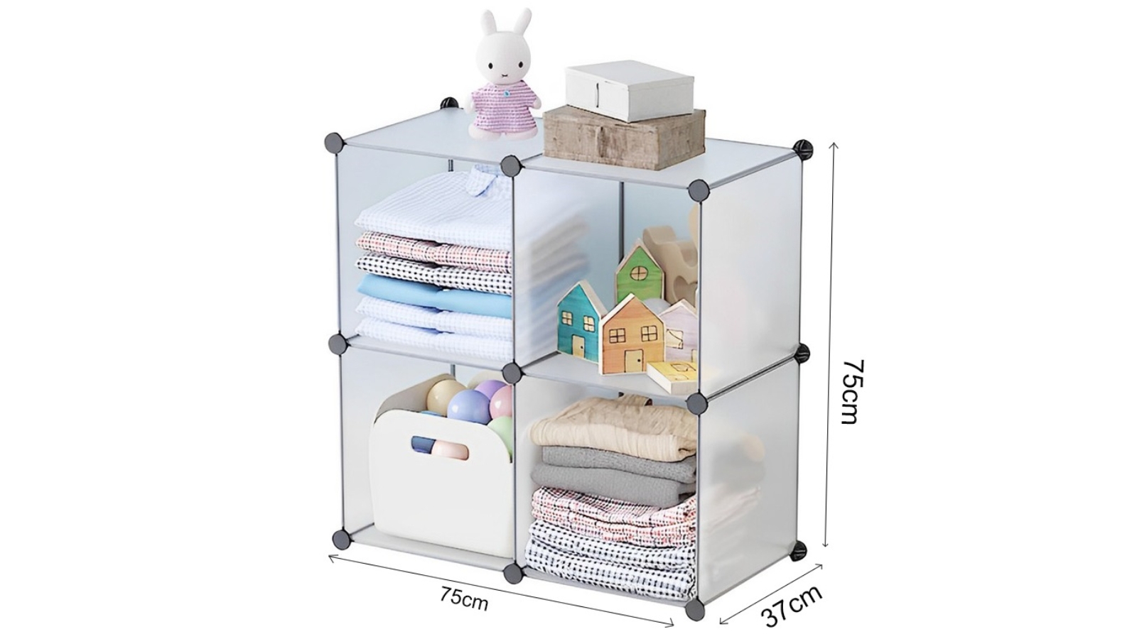 SOGA Transparent Shelf Box Portable Cubby DIY Storage - 4-Cube | Harvey ...