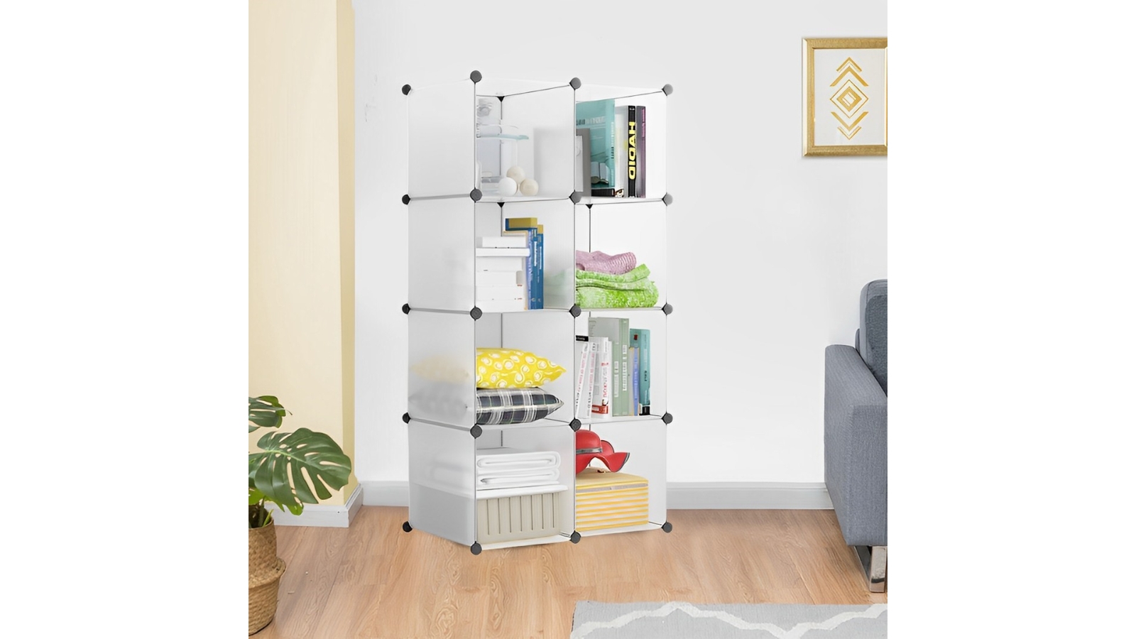 SOGA Set of 2 Transparent Shelf Box Portable Cubby DIY Storage - 8-Cube ...