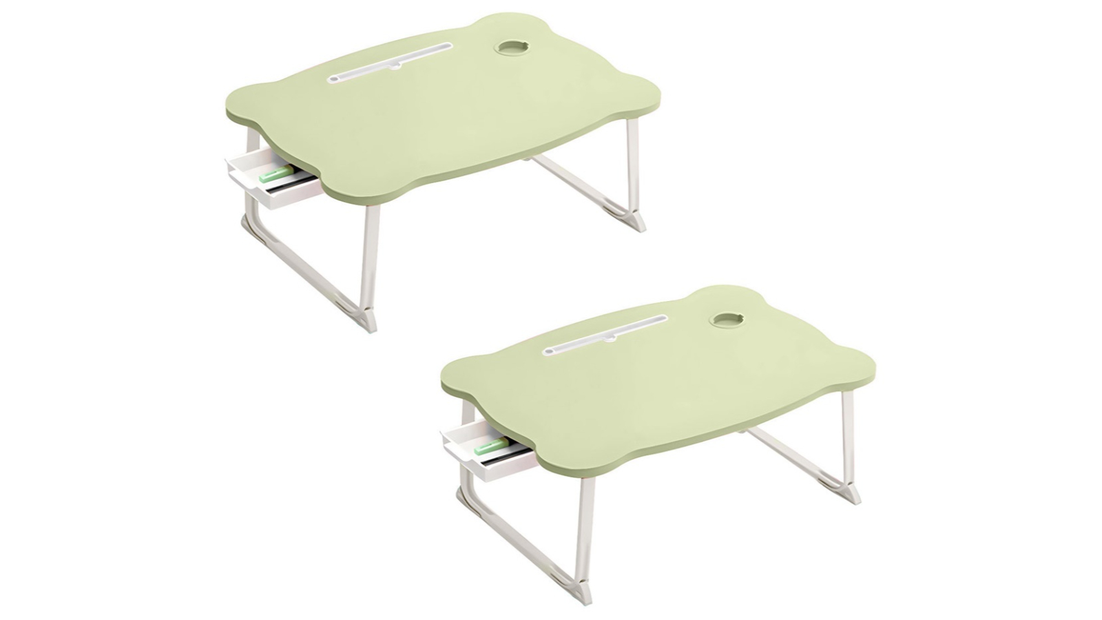 Soga Set of 2 Green Portable Folding Mini Desk with Mini Drawer and Cup ...