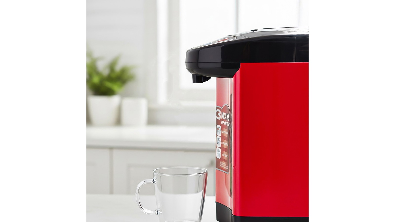 Soga 2 Piece Red Stainless Steel Electric Thermal Pot with 3 Dispensing ...