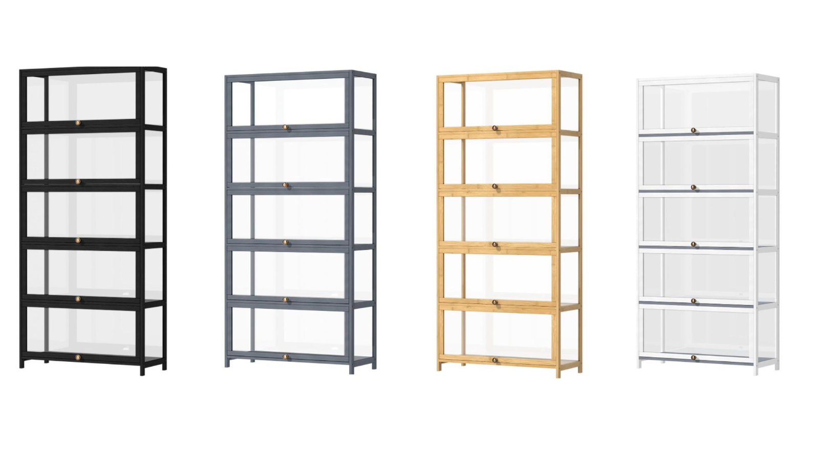 Oikiture 5-Tier Shelves Clear Bookcase Stand Rack | Harvey Norman
