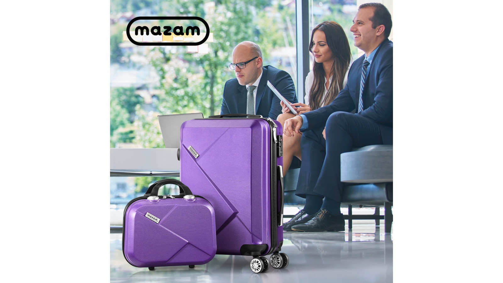 Mazam 2 Piece TSA Lock Luggage Suitcase - Purple | Harvey Norman