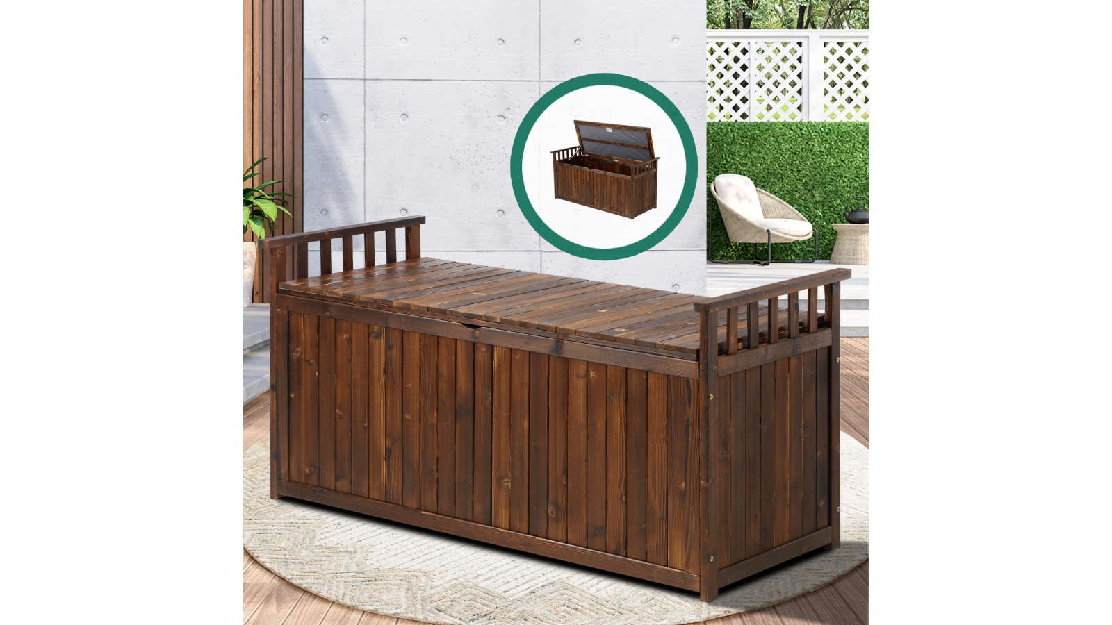 Livsip 500L Outdoor Storage Bench Box - Charcoal | Harvey Norman