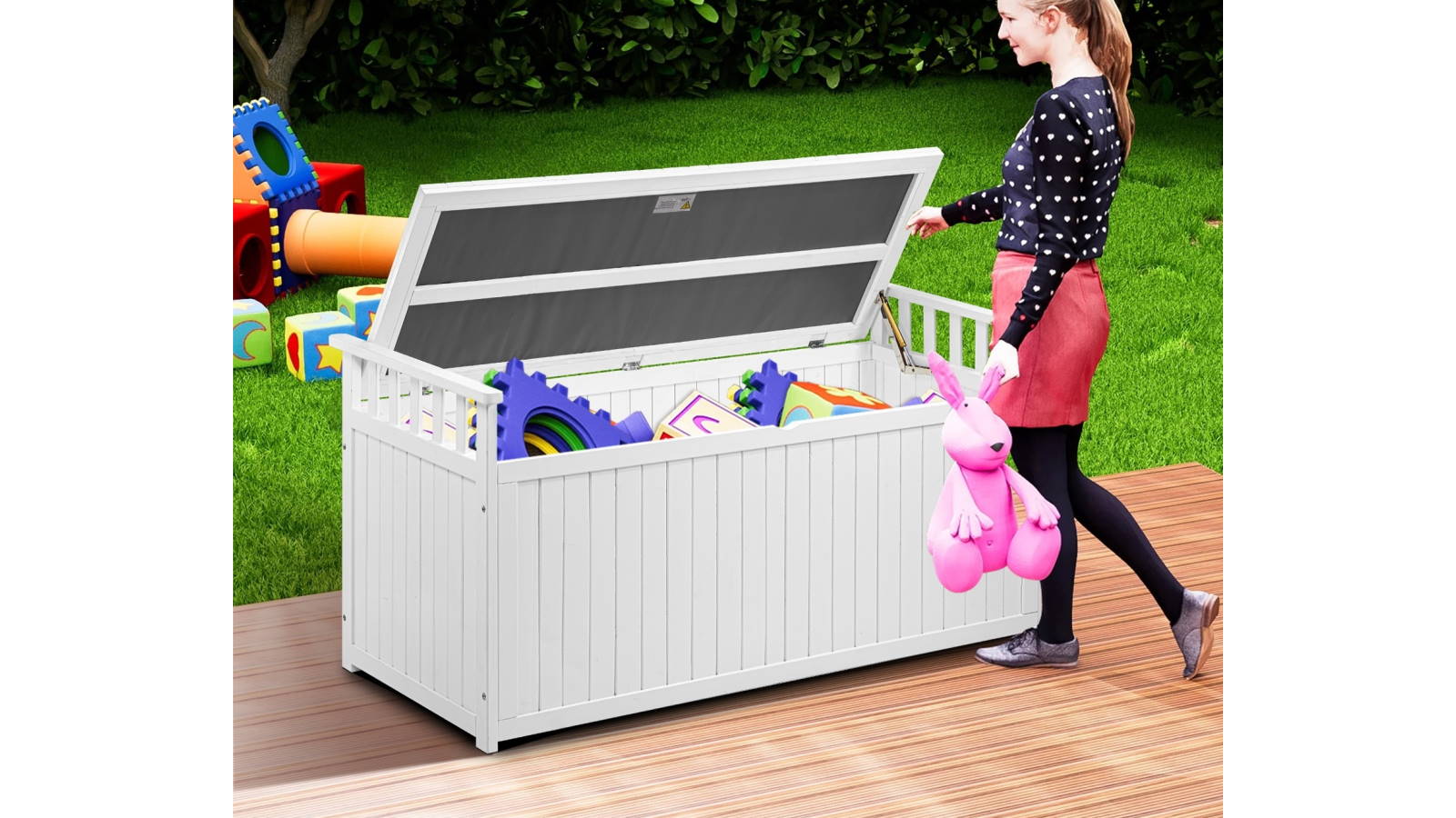 Livsip 500L Outdoor Storage Bench Box - White | Harvey Norman
