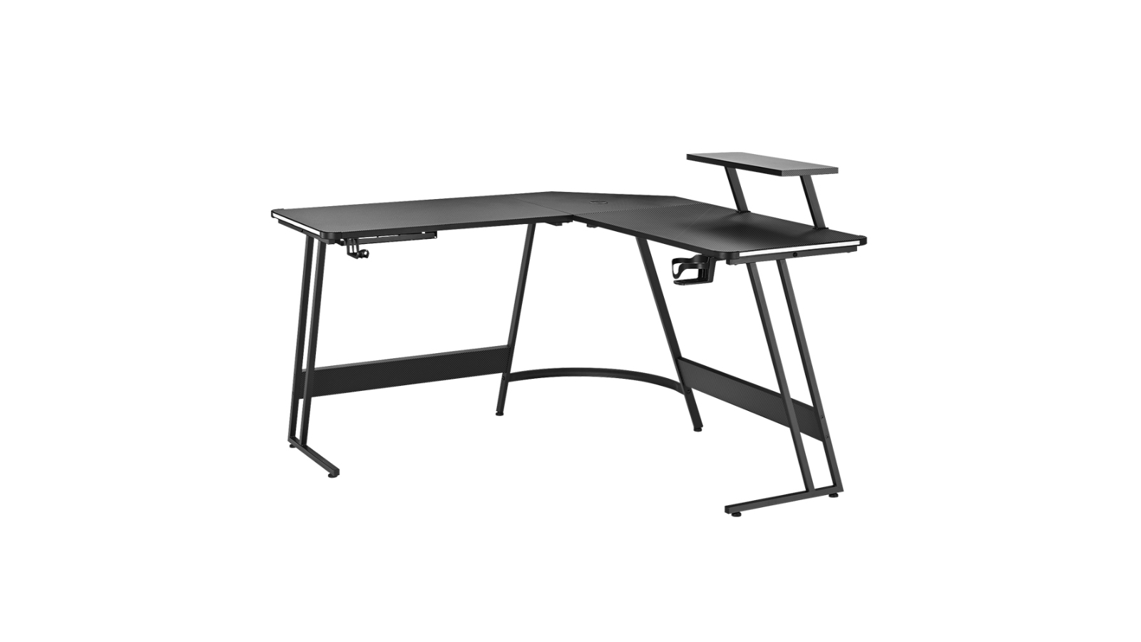 Aaron Furb Carbon Fiber LED L-Shaped Office and Computer Table with ...