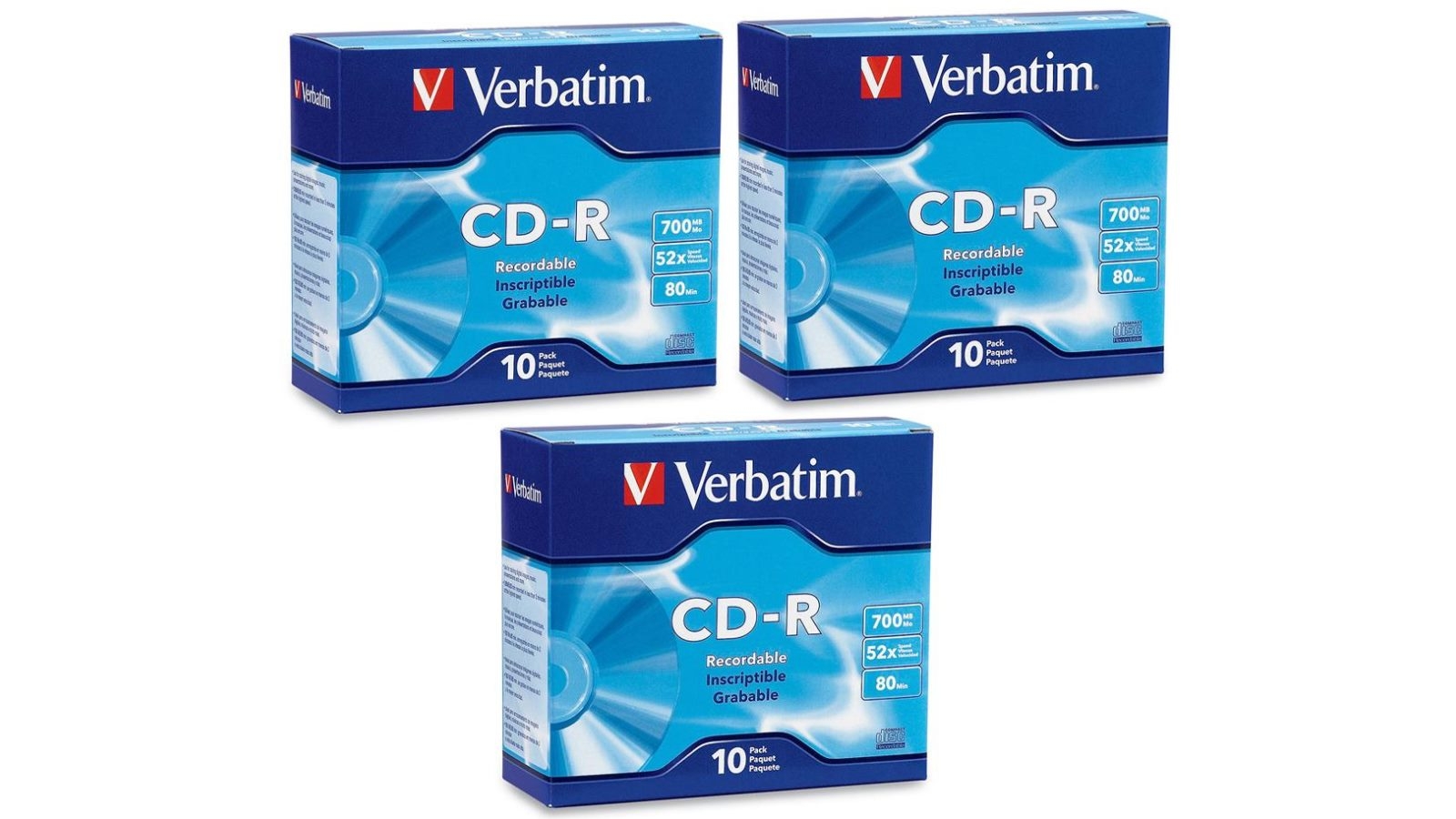 Verbatim 3-Pack CD-R 700MB 52x Blank Discs | Harvey Norman