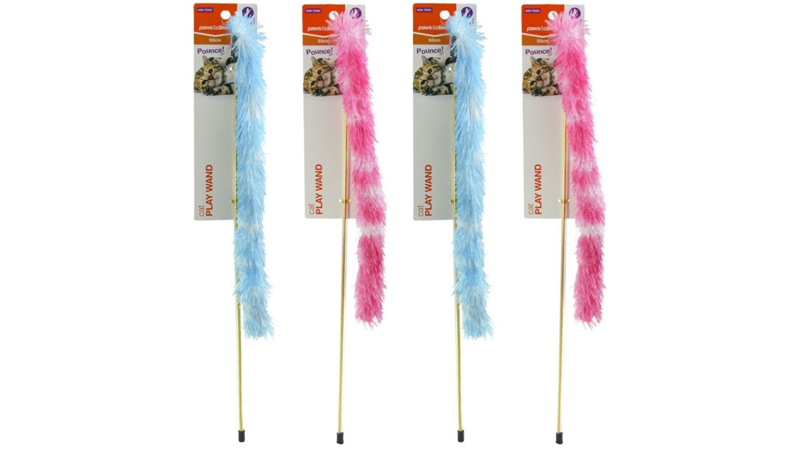 Paws and Claws Assorted Cat Toy Wand - Pack of 4 | Harvey Norman