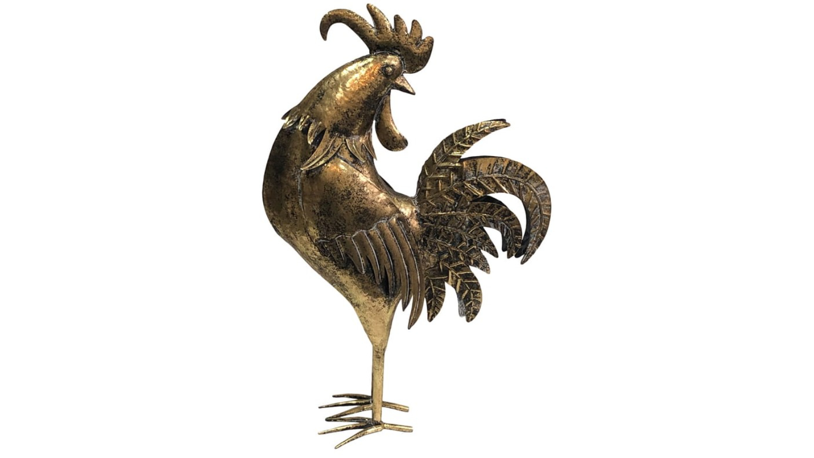 Willow and Silk Lustre Gold Proud Rooster Facing Back - 58cm | Harvey ...