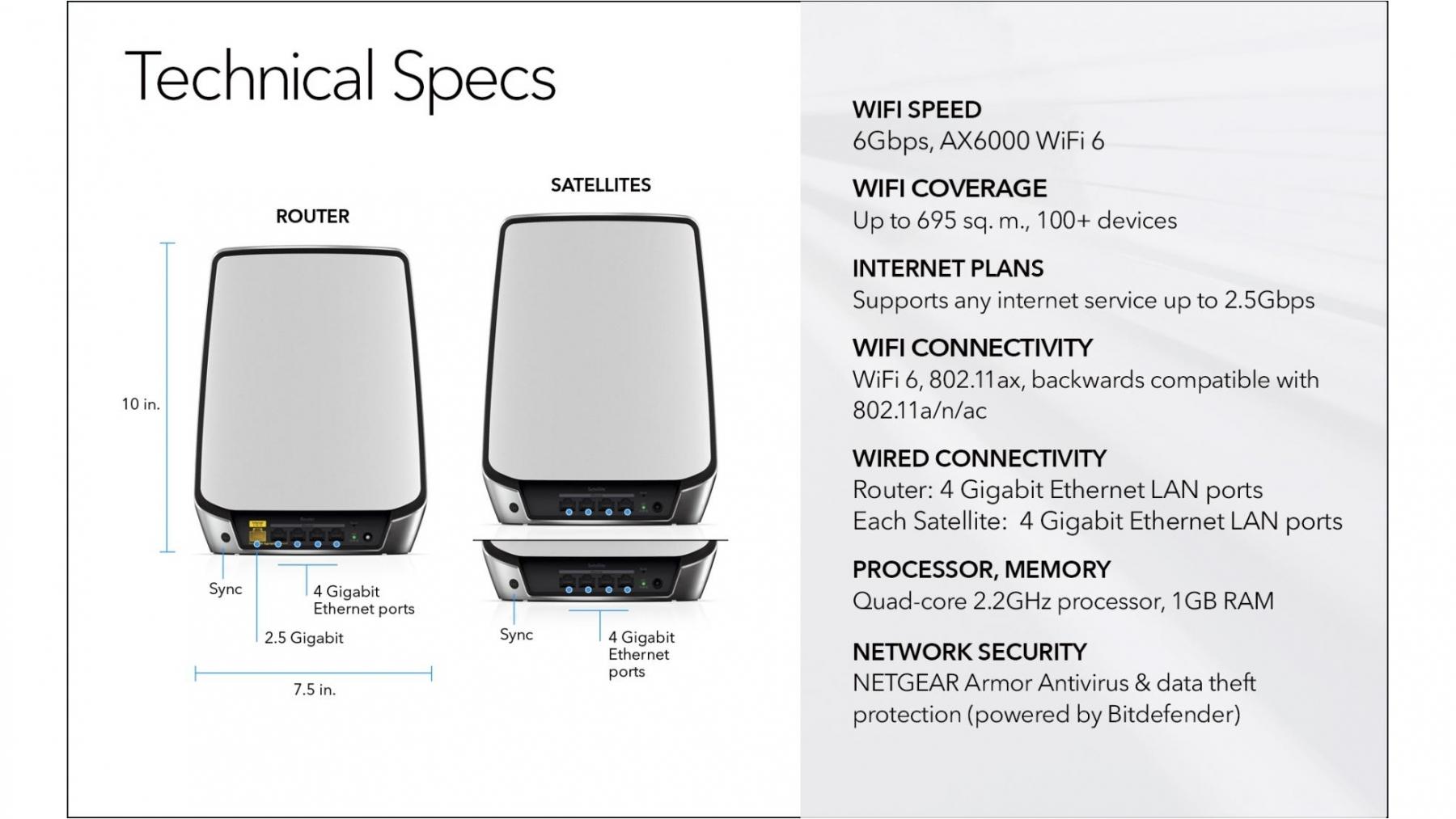 Netgear Orbi 3-Pack AX6000 Whole Home Mesh WiFi6 System | Harvey Norman