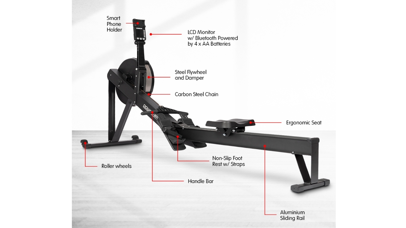 Powertrain Air Rowing Machine Resistance Rower | Harvey Norman