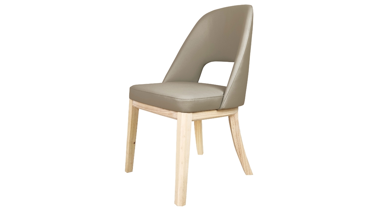 Domus Leather Dining Chair - Mushroom | Harvey Norman