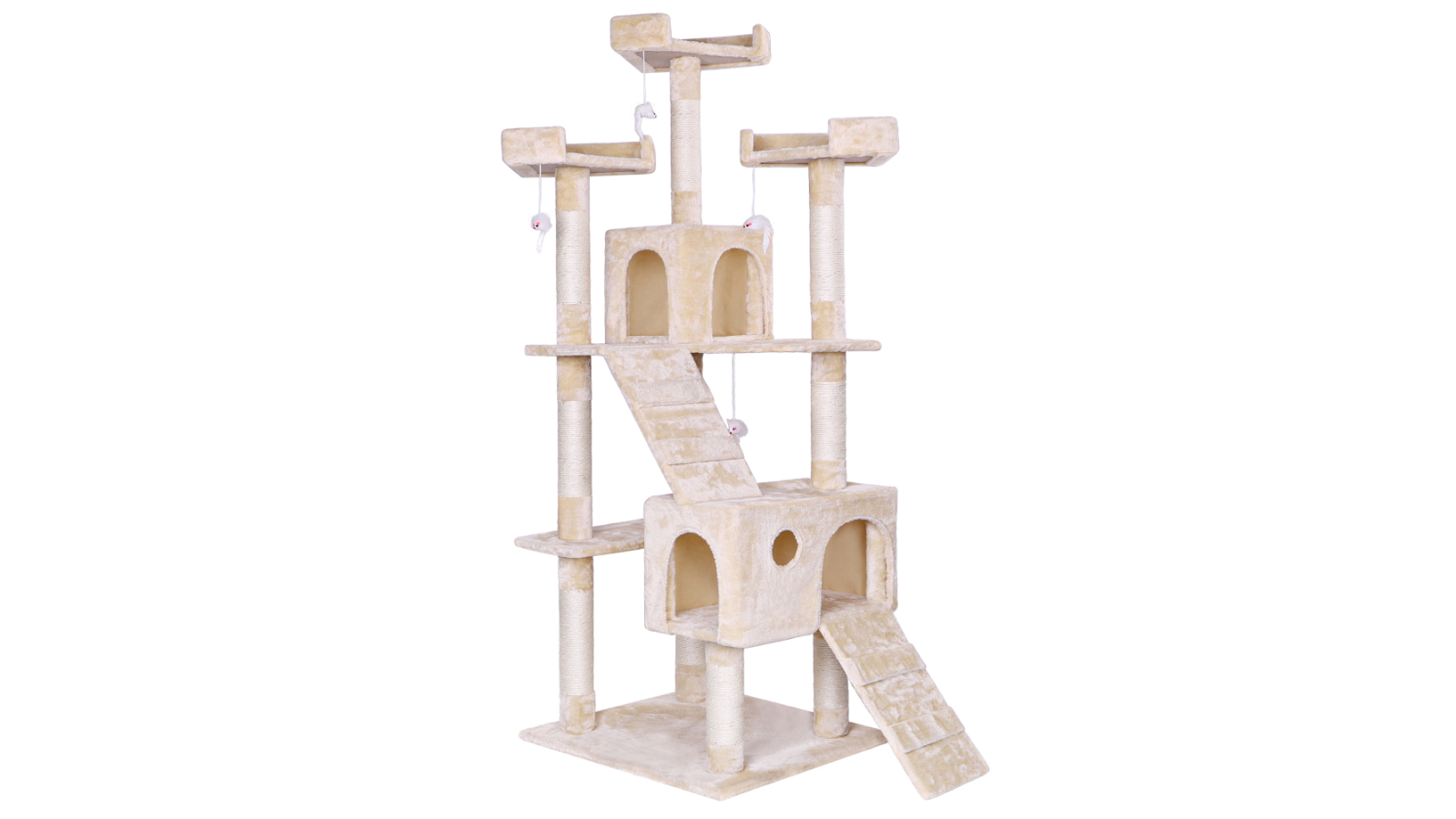 BEASTIE Cat Tree Scratching Post with Mouse Toy - Beige 180cm | Harvey ...