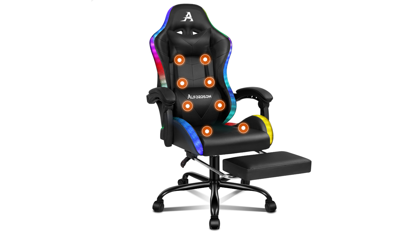 ALFORDSON Gaming Chair 12 RGB LED PU - Black | Harvey Norman