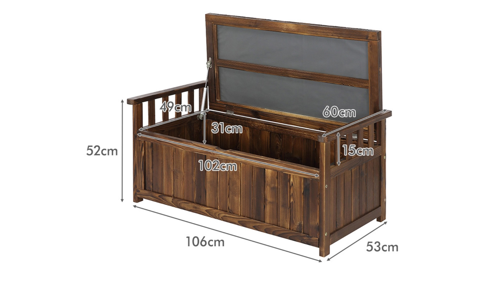 ALFORDSON Outdoor Charcoal Storage Box Wooden Garden Bench Chest - X ...